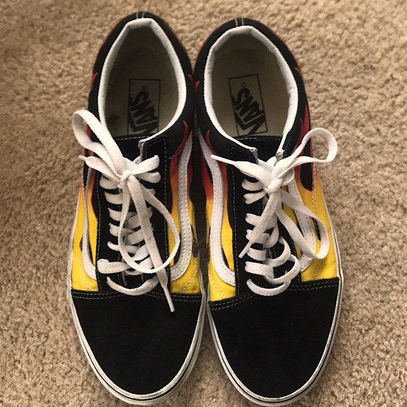 Vans | Shoes | Mens Vans With Red Yellow Flames | Poshmark